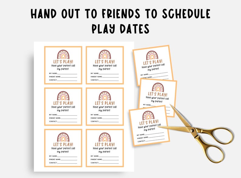 Play Date Cards, Cute Kids Business Cards, Let's Play Kids Calling ...
