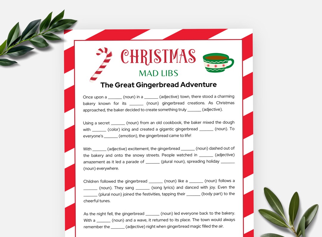 Christmas Fill in the Blanks, Fun Xmas Printable, Family Game Night ...