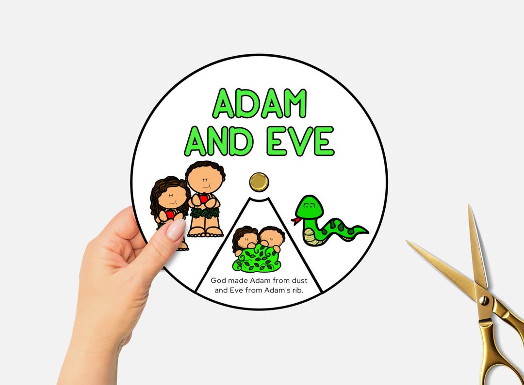 Adam and Eve, Bible Lesson Coloring Wheel, Sunday School Craft, Kids ...