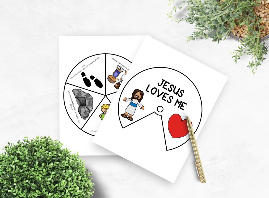 Jesus Loves Me, Bible Spinning Wheel, Sunday School Craft, Faith ...