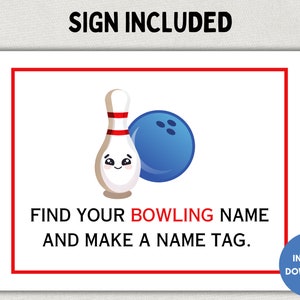 Whats Your Bowling Name, Name Sign & Tags, Birthday Party, Icebreaker ...