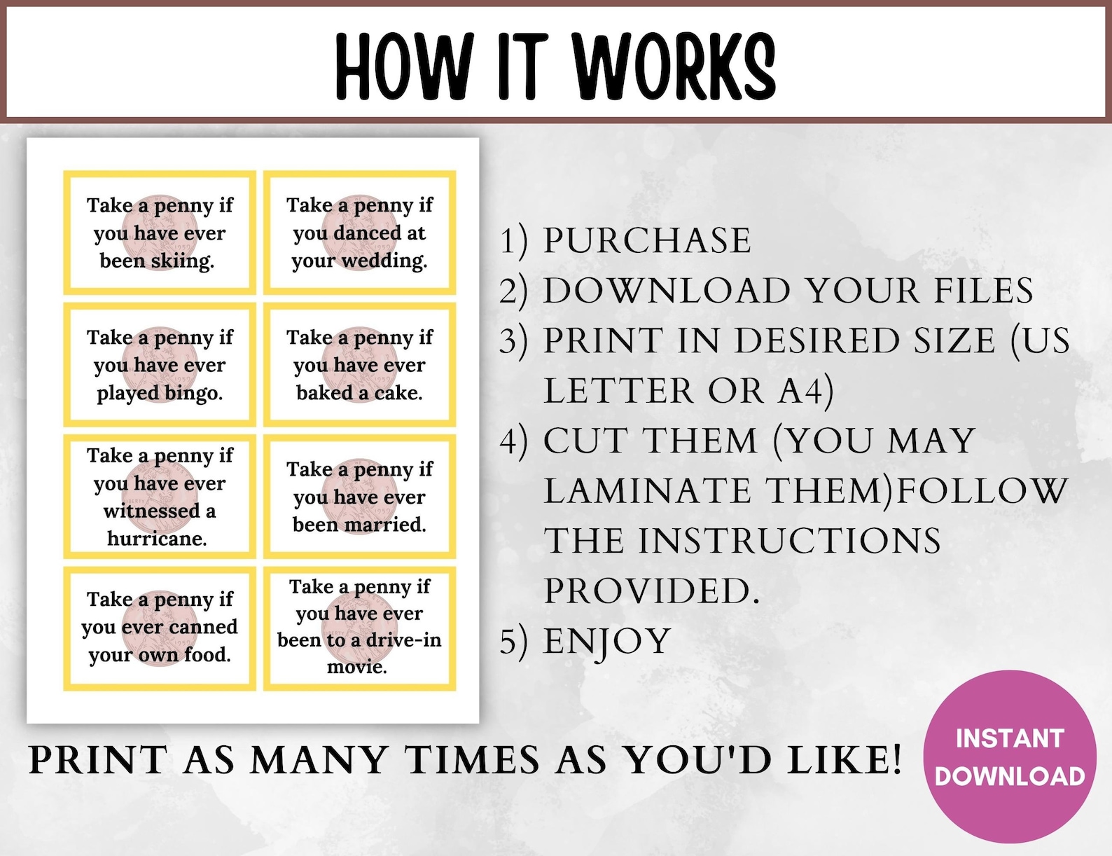 Pass the Penny Game- 24 Prefilled Cards, Memory Game, Alzheimers ...