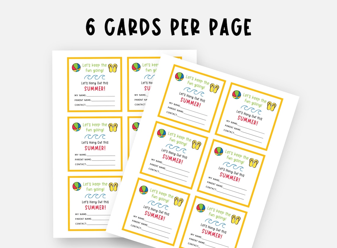 Summer Play Date Cards, Cute Kids Business Cards, Let's Play Kids ...