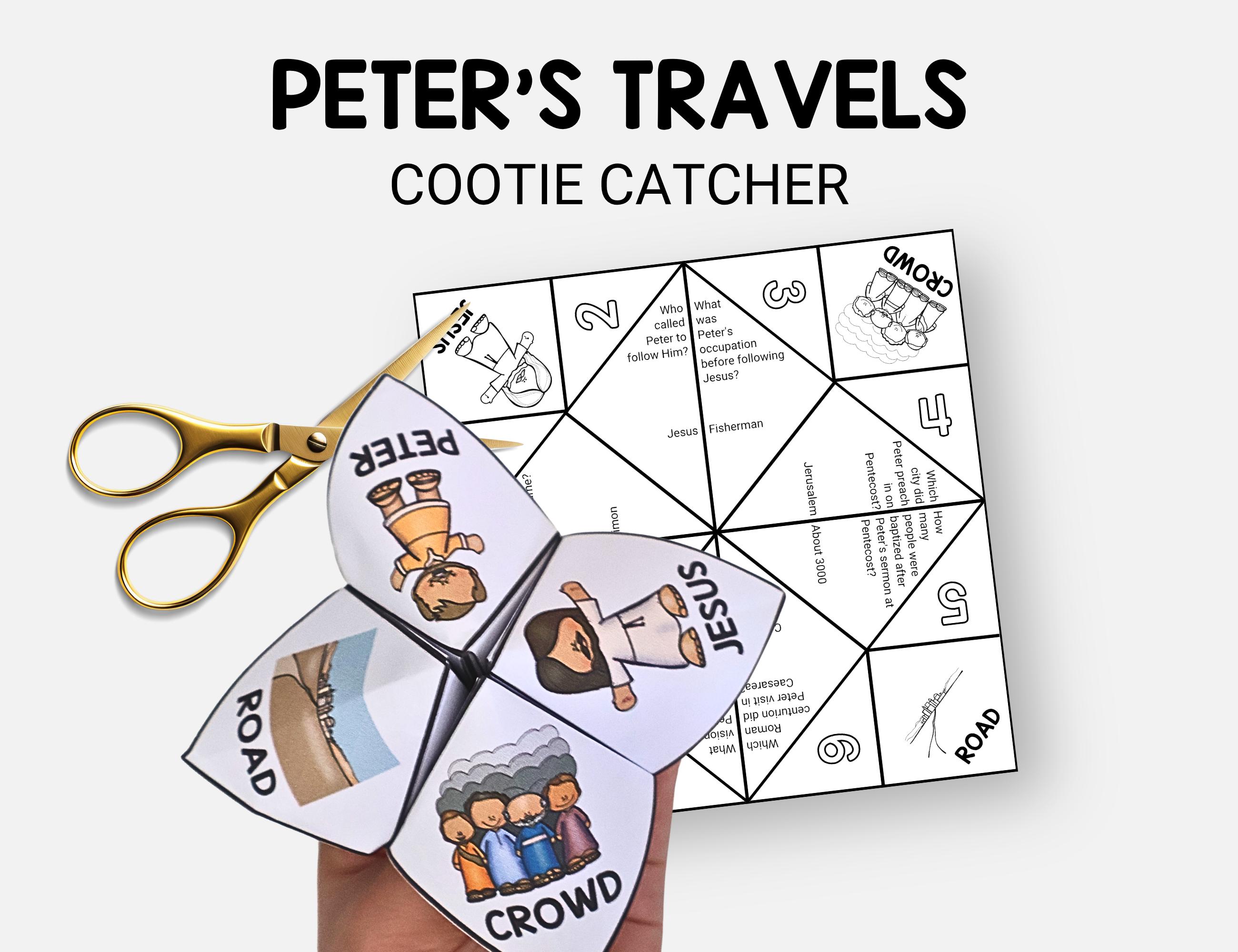 Peter's Travels, Bible Cootie Catcher, Easy Sunday School Craft for ...