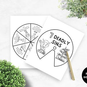 Seven Deadly Sins, Printable Bible Coloring Wheel, Sunday School Craft ...