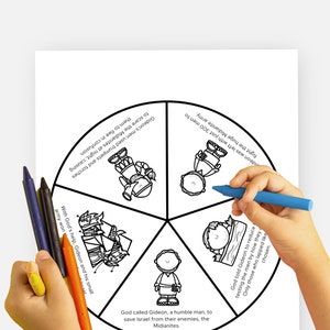 The Story of Gideon, Printable Bible Lesson Coloring Wheel, Sunday ...
