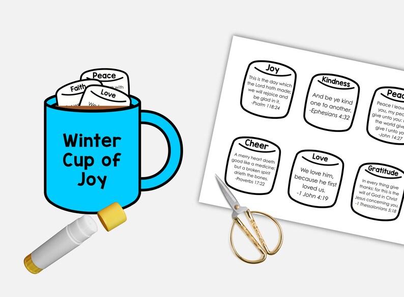 Winter Cup of Joy Pocket Craft, KJV Scripture Verses Bible Lesson, Hot ...