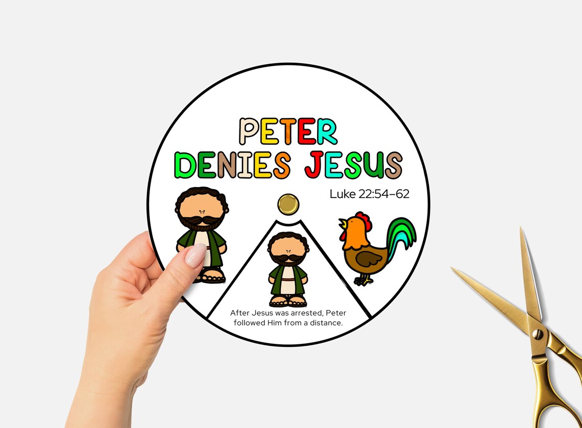 Peter Denies Jesus, Printable Good Friday Bible Coloring Wheel, Last ...