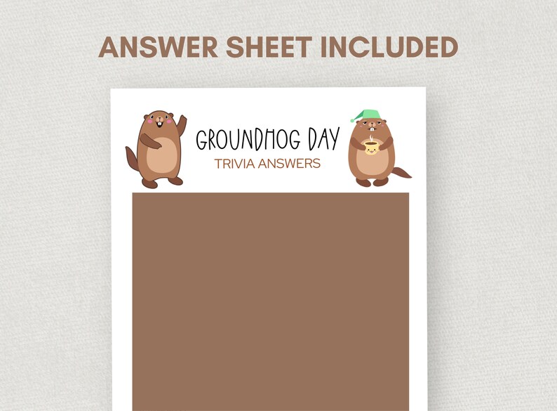 Groundhog Day Trivia, Fun Groundhog Party Game for Kids and Adults ...