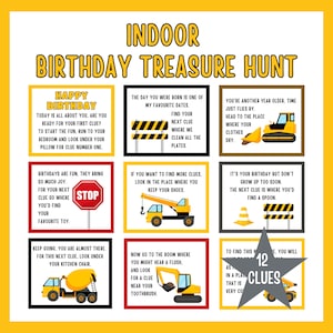 Construction Birthday Scavenger Hunt for Kids, Indoor Treasure Hunt ...