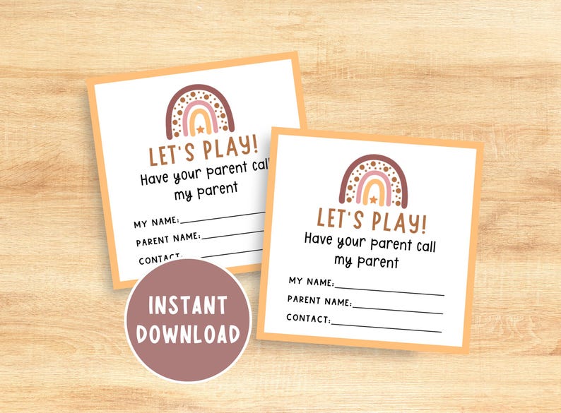 Play Date Cards, Cute Kids Business Cards, Let's Play Kids Calling ...