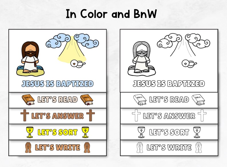 Baptism of Jesus, Printable Bible Flipbook, Life of Jesus Sunday School ...
