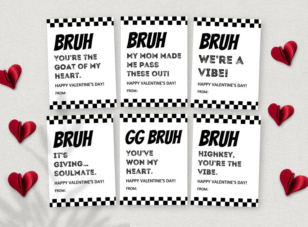 Bruh Valentine, Printable Classroom Valentines, Snarky Classmate Gift ...
