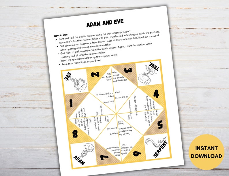 Adam and Eve, Sunday School Craft, Printable Bible Craft, Cootie ...