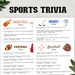 Sports Trivia, Fun Printable Trivia Questions, Sports Theme Birthday ...