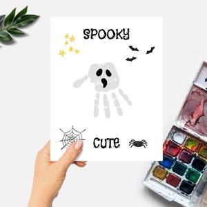 Halloween Handprint Art, Ghost Printable Baby Handprint Craft, Toddler ...