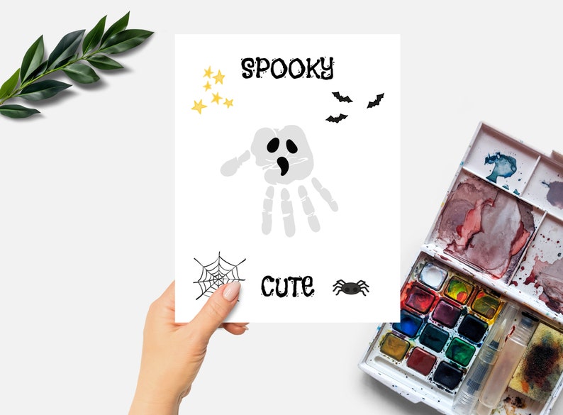 Halloween Handprint Art, Ghost Printable Baby Handprint Craft, Toddler ...