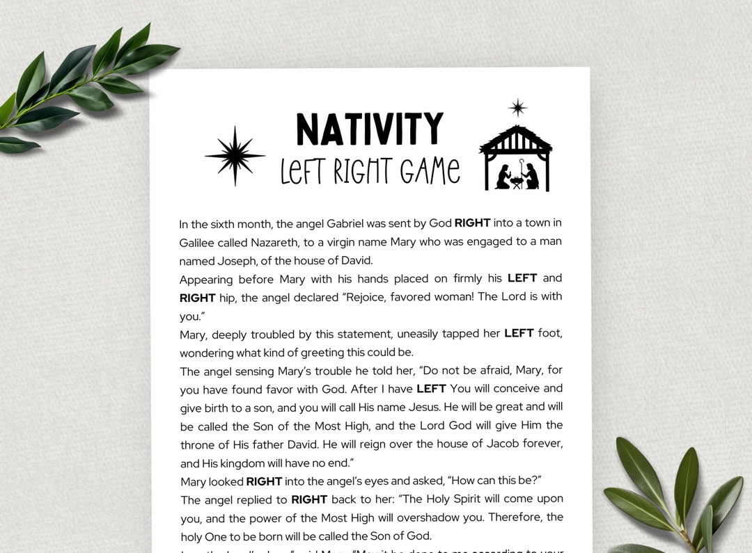 Nativity Left Right Game, Printable Youth Group Game, Christian ...