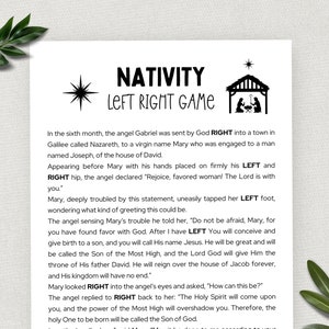 Nativity Left Right Game, Printable Youth Group Game, Christian ...