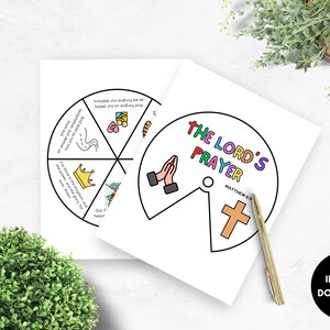 The Lord’s Prayer, KJV and NIV, Printable Bible Coloring Wheel, Sunday ...