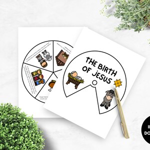 The Birth of Jesus, Printable Christmas Nativity Coloring Wheel, Baby ...