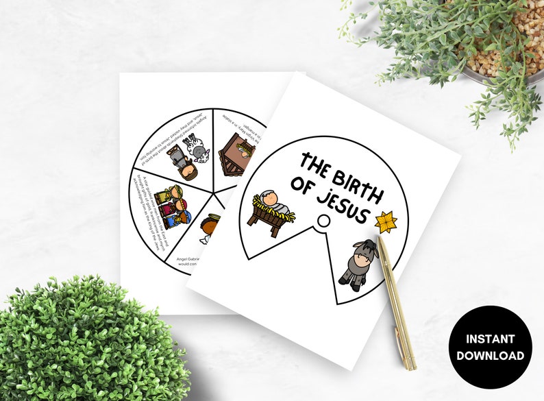 The Birth of Jesus, Printable Christmas Nativity Coloring Wheel, Baby ...