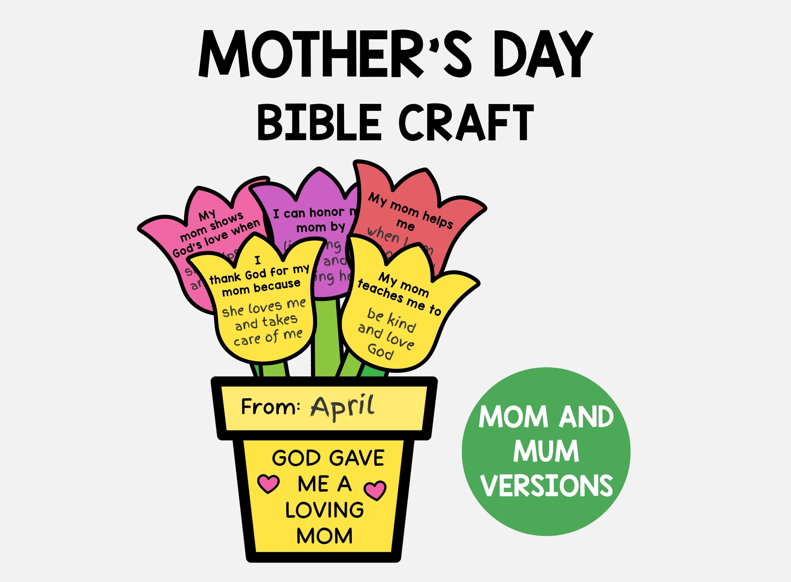 Mothers Day Bible Craft, Printable Christian Mom Keepsake Gift From ...