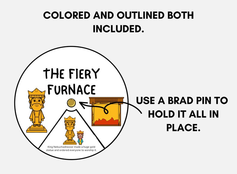 Fiery Furnace, Printable Bible Coloring Wheel, Sunday School Craft ...