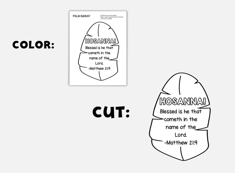 Palm Sunday, Printable Hosanna Bible Craft, Easy Holy Week Craft ...