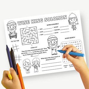 Wise King Solomon and Two Mothers, Printable Bible Activity Placemat ...