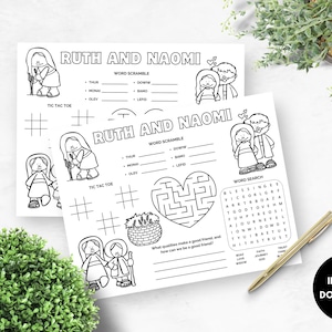 Ruth and Naomi, Printable Bible Activity Placemat, Sunday School, Kids ...