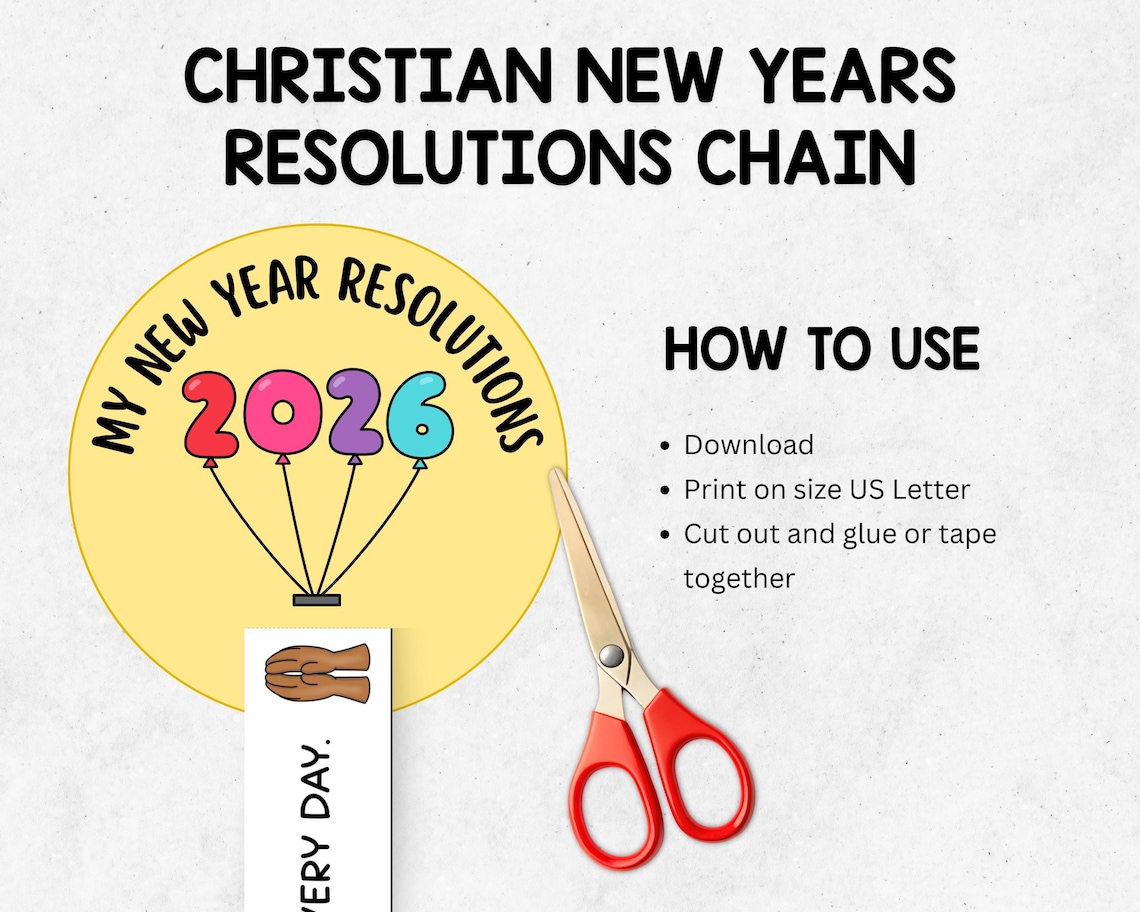 Christian New Year Resolutions, 2026 Resolutions Paper Chain Garland ...