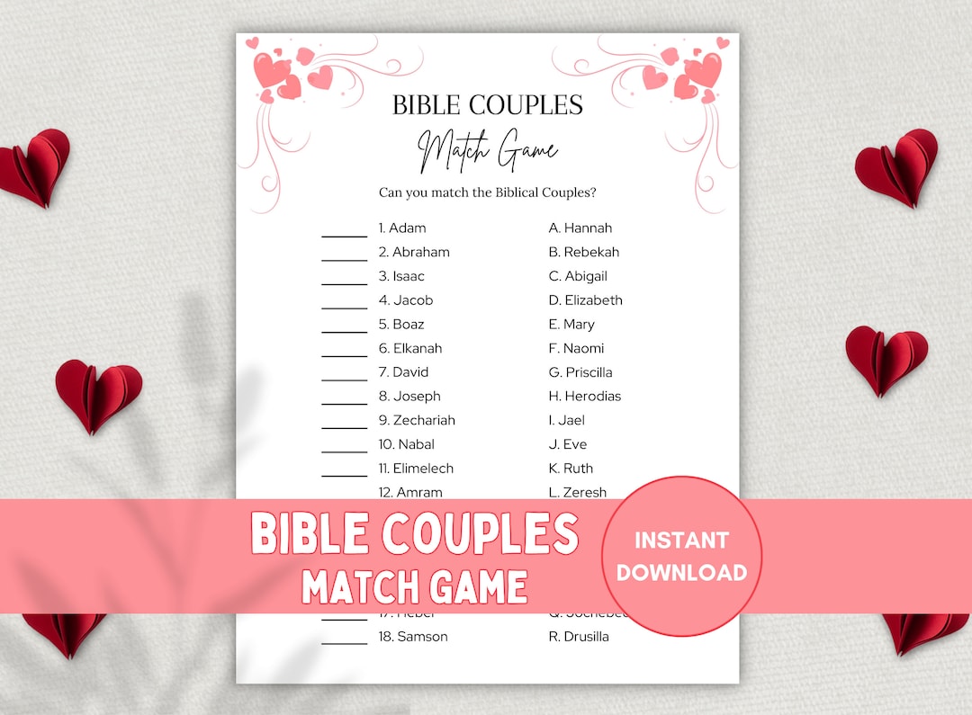 Bible Couples Match Game, Printable Valentines/galentines Day Games for ...