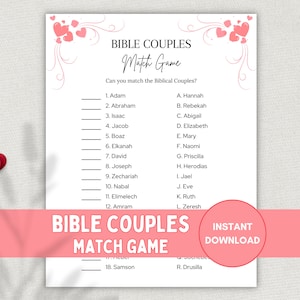 Bible Couples Match Game, Printable Valentines/galentines Day Games for ...