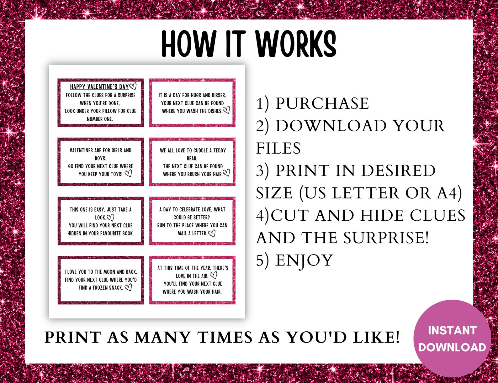 Valentines Scavenger Hunt Printable Game, Valentines Treasure Hunt for ...