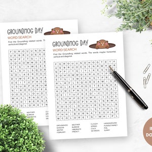 Groundhog Word Search, Fun Groundhog Party Game for Kids and Adults ...