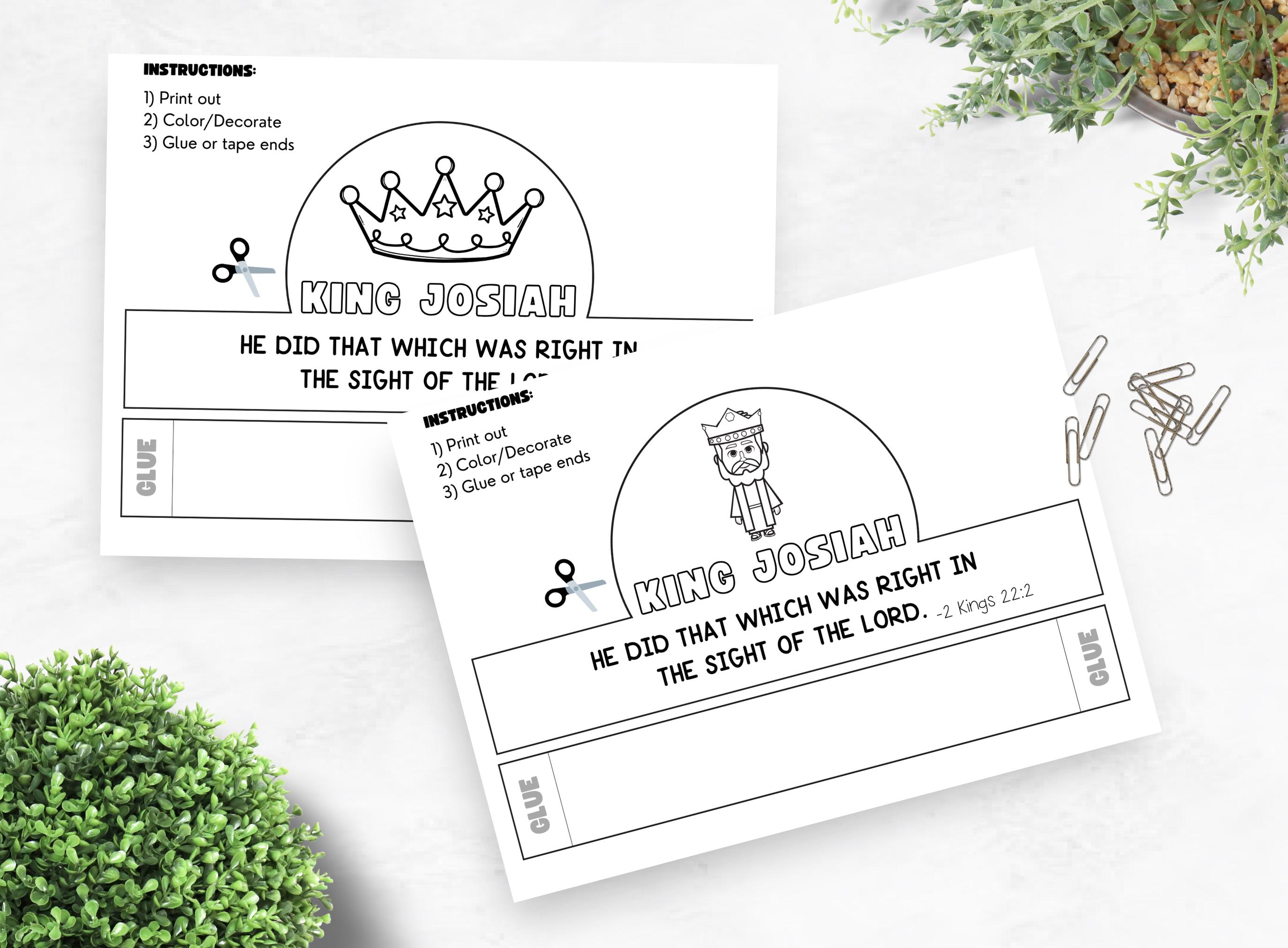 King Josiah Bible Crown, Printable Faith Crown, Sunday School Craft ...