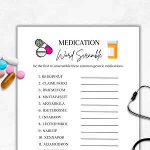 Generic Medication Scramble, Printable Pharmacy/medical Games, Doctor ...