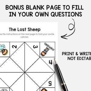 The Lost Sheep, Printable Jesus' Parables Cootie Catcher, Sunday School ...