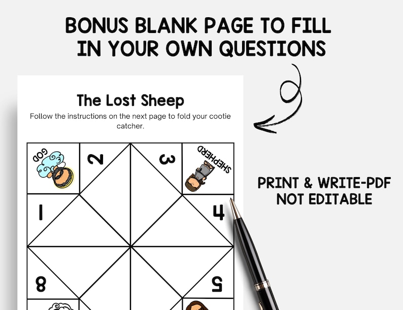 The Lost Sheep, Printable Jesus' Parables Cootie Catcher, Sunday School ...