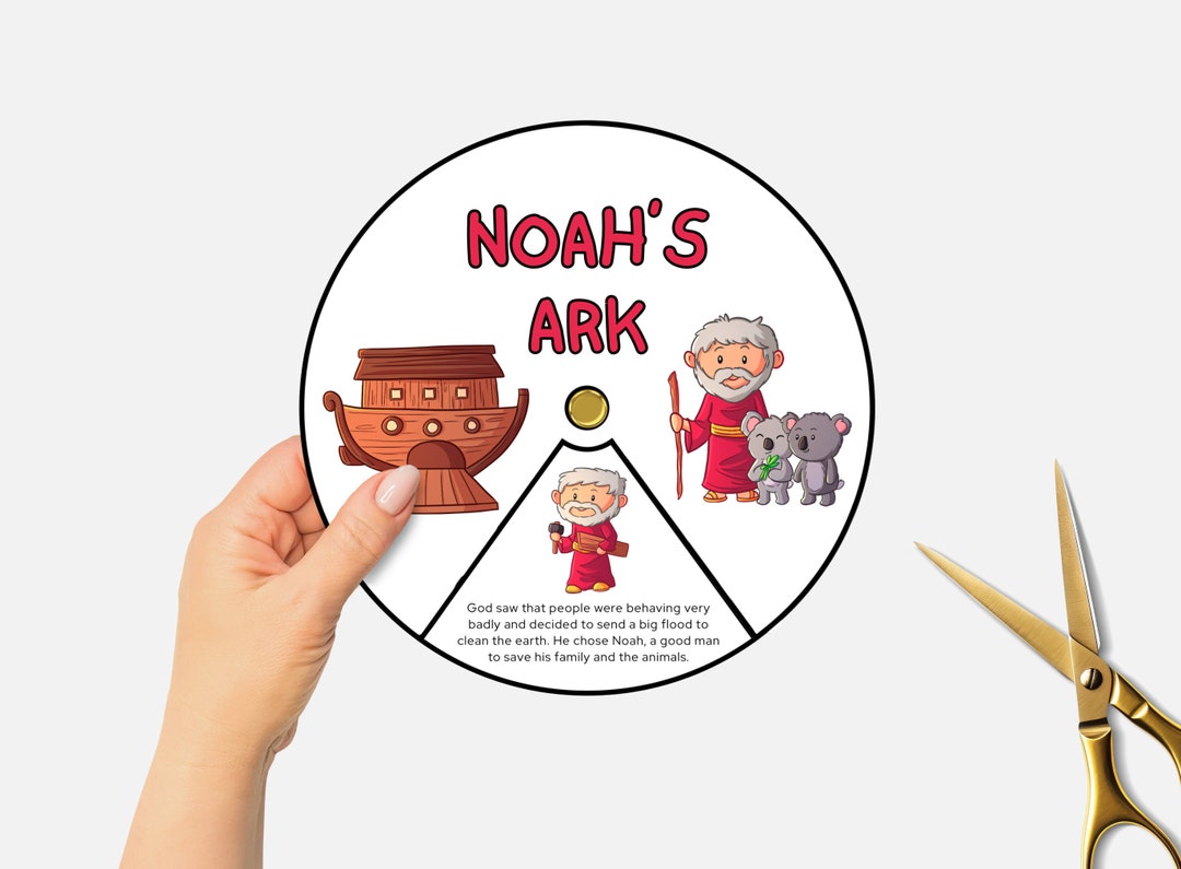 Noah's Ark, Printable Bible Coloring Wheel, Sunday School Craft, Kids ...