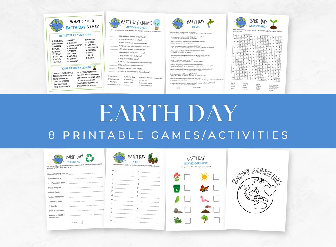 8 Printable Earth Day Games, Fun Earth Day Activities for Kids and ...