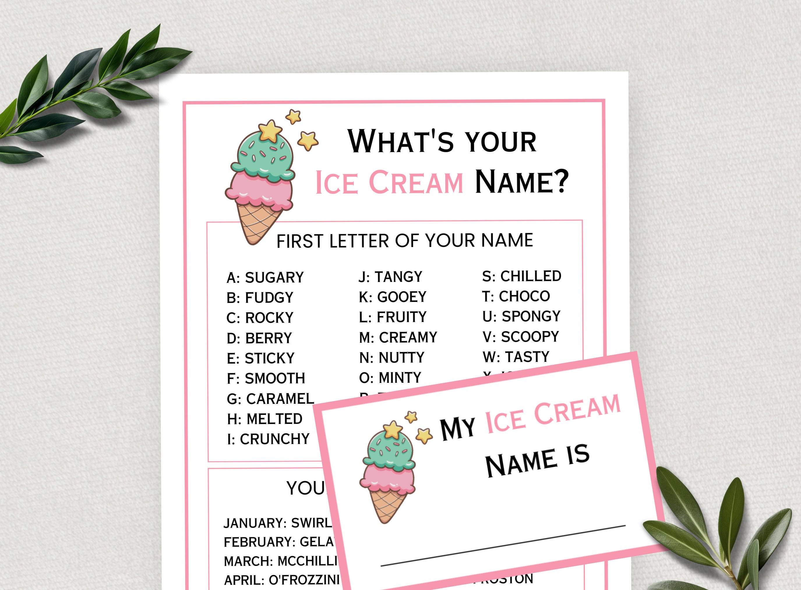 What's Your Ice Cream Name, Fun Ice Cream Birthday Party Game for Kids ...