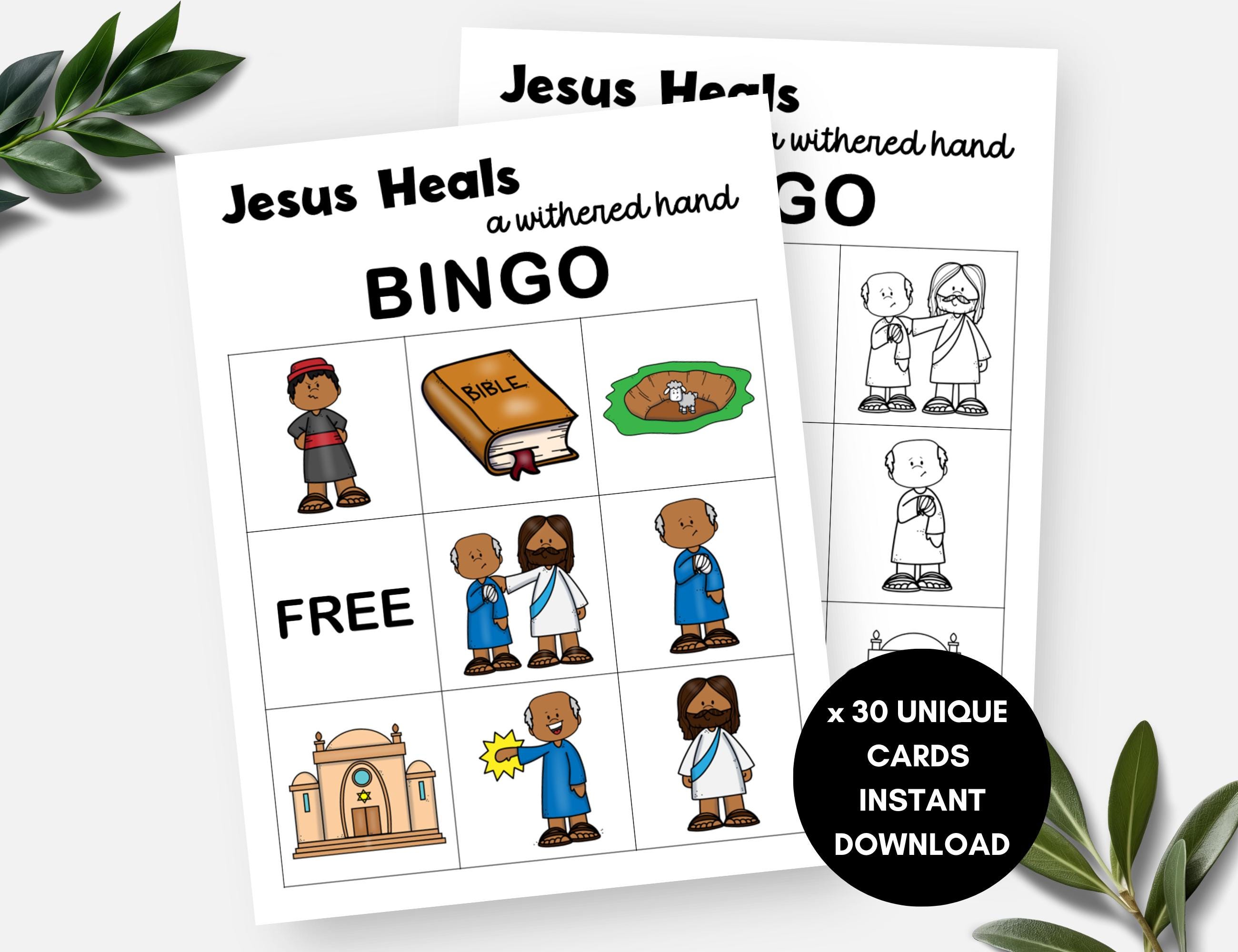 Jesus Heals a Withered Hand, Bible Story Bingo Cards, Miracles of Jesus ...