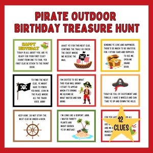Pirate Birthday Treasure Hunt for Kids, Outdoor Scavenger Hunt Clues ...