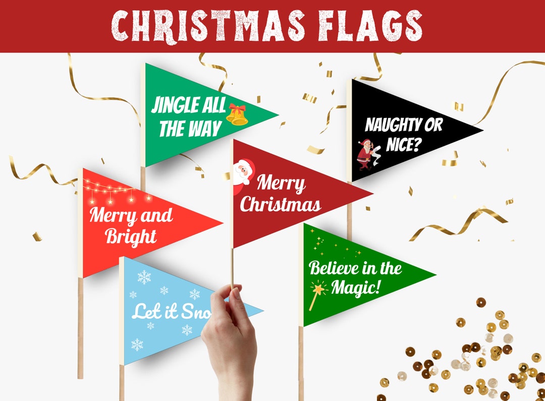 Christmas Pennant Flags, Printable DIY Holiday Flags, Friendmas Party ...