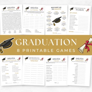 8 Printable Graduation Party Games, Fun High School/college/university ...