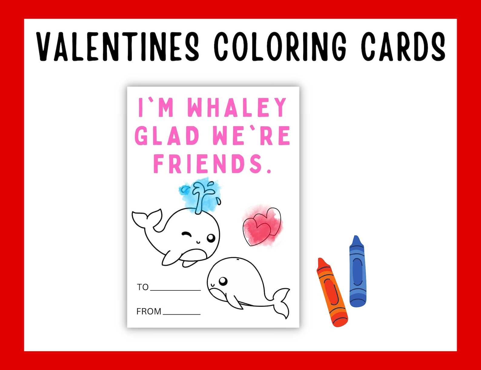 Animal Valentines, Printable Valentine Day Cards for Kids, Coloring ...