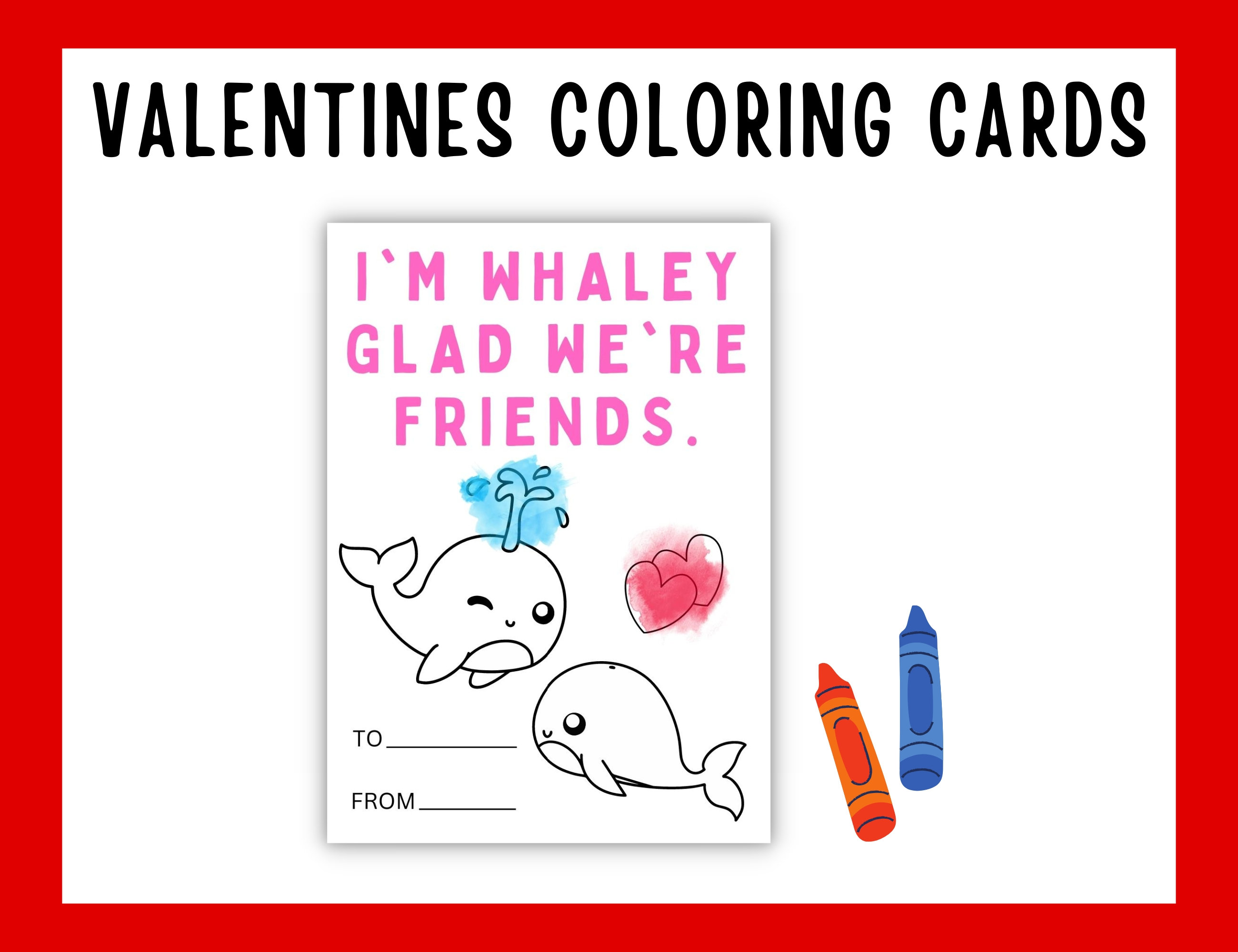 Animal Valentines, Printable Valentine Day Cards for Kids, Coloring ...