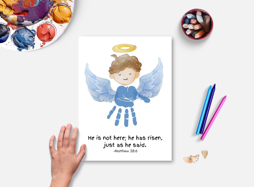 He is Risen Handprint Craft, Printable Christian Easter Handprint Art ...